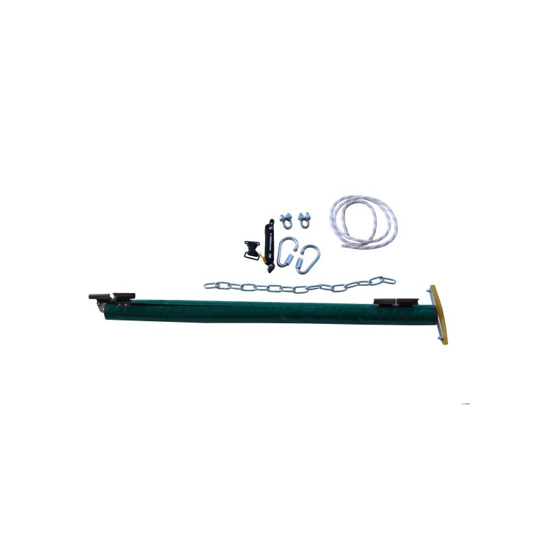 Emergency zip brake with absorber for tree to tree zipline